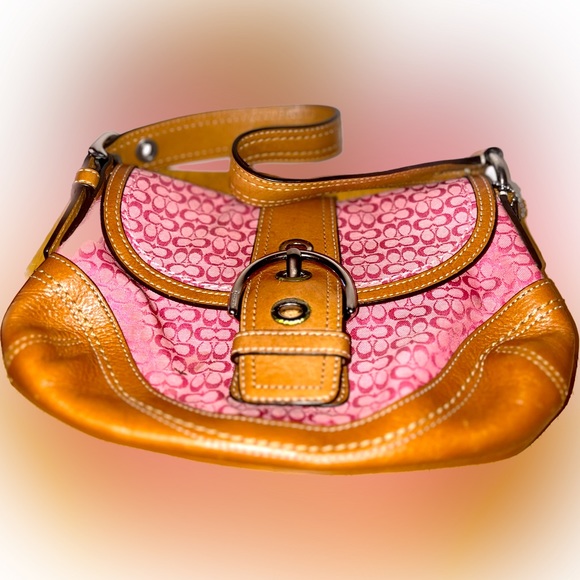 Coach | Bags | Coach Y2k Pink Soho Signature C Monogram Tan Buckle ...